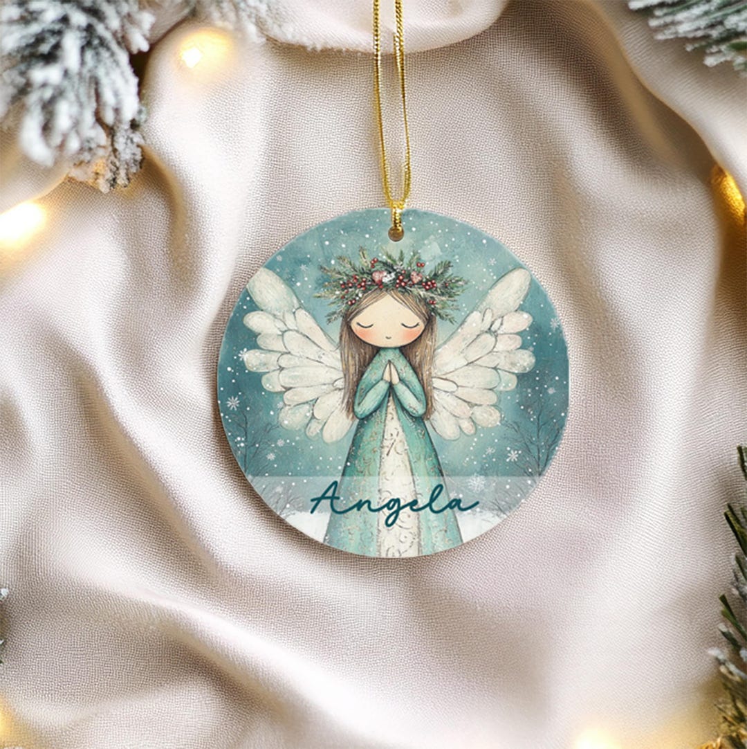 Custom Name Angel Ornament, Personalized Christmas Keepsake, Holiday ...