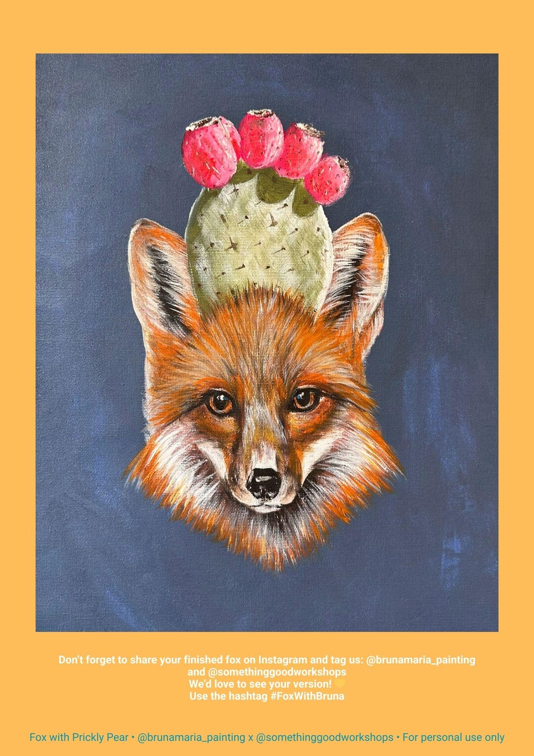 Paint a Fox With Prickly Pear – Step-by-step Acrylic Painting Guide ...