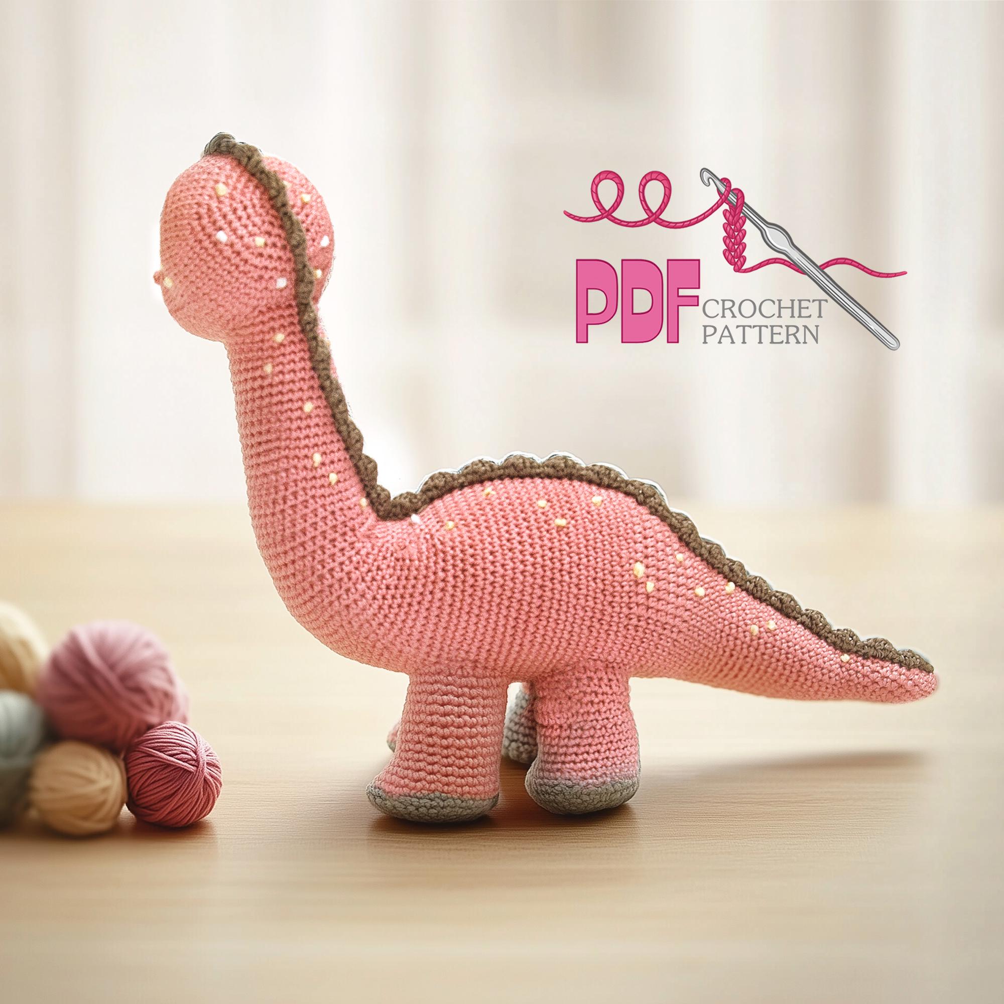 Dinosaur Crochet Pattern, Amigurumi Diplodocus, Long Neck Dino Brontosaurus, Apatosaurus DIY Toy ...