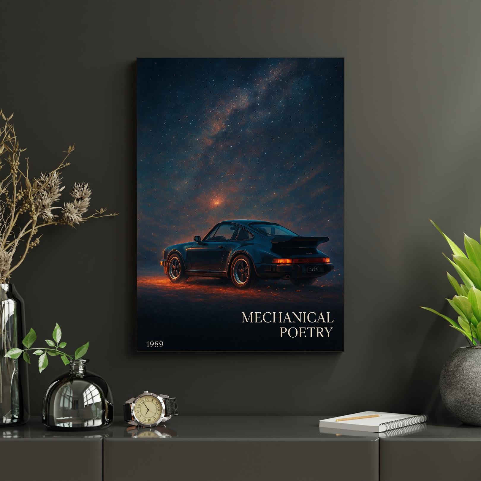 1989 Porsche 911 Poster, Mechanical Poetry Car Art Print, Classic ...