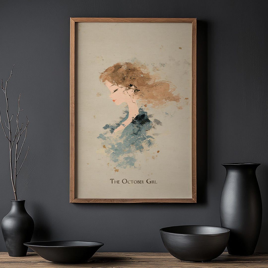 October Birth Month Girl Art Print | Personalized Birthday Gift ...