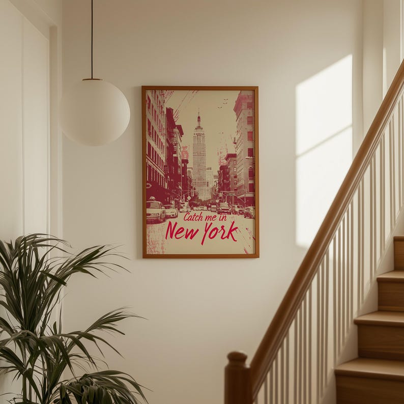 Catch Me in New York Vintage Poster | Retro NYC Empire State Art Print ...