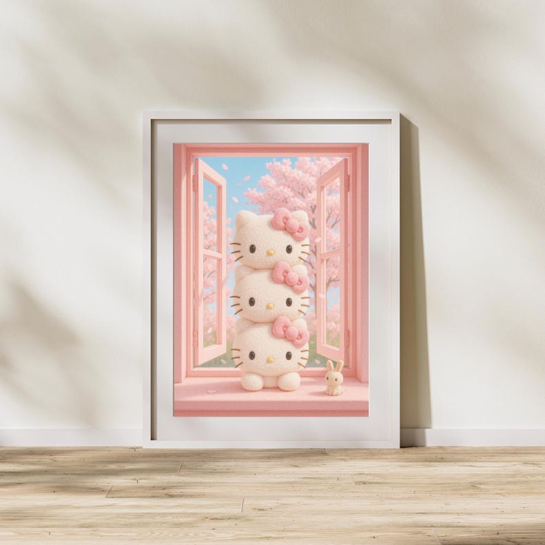Hello Kitty Stack Poster Original Print Art for Kids Room Decoration ...