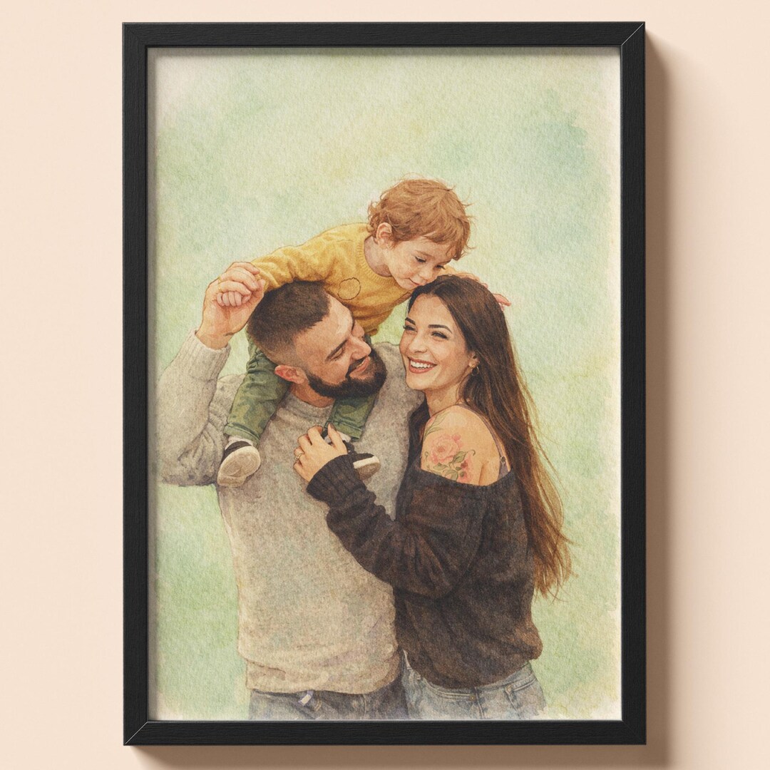 Custom Family Portrait From Photo | Personalized Watercolor Painting ...