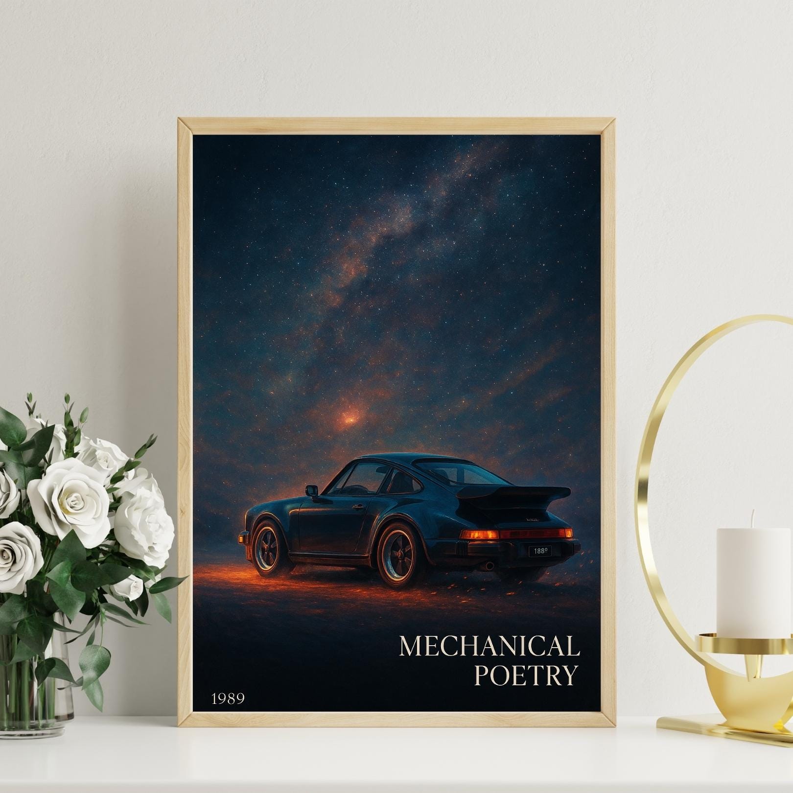 1989 Porsche 911 Poster, Mechanical Poetry Car Art Print, Classic ...