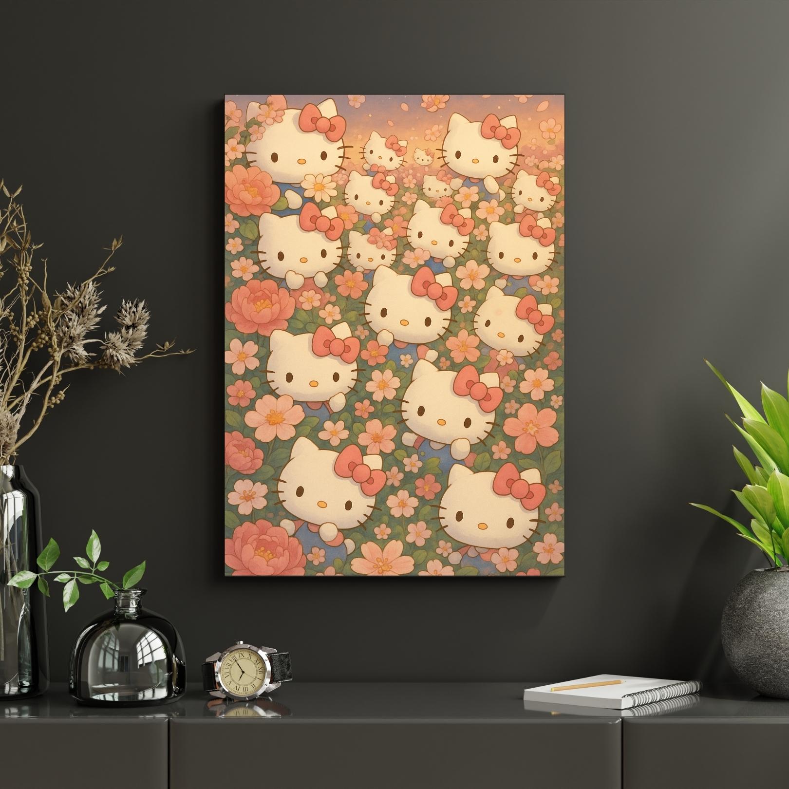 Hello Kitty Meadow Poster, Cute Sanrio Wall Art Print, Kawaii Room ...