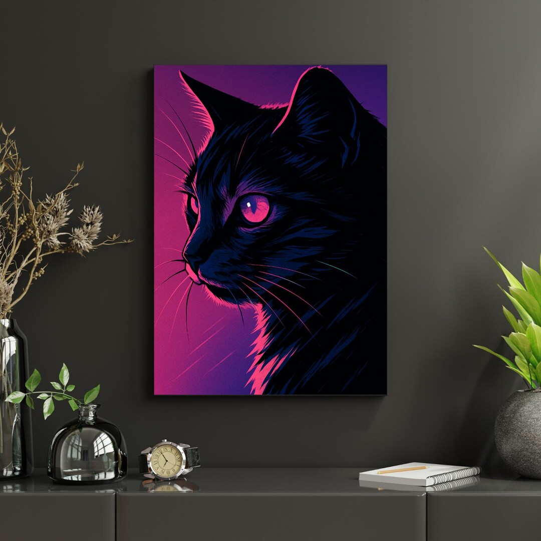Bladerunner Neon Cat Poster, Futuristic Wall Art Print, Cyberpunk 2077 ...