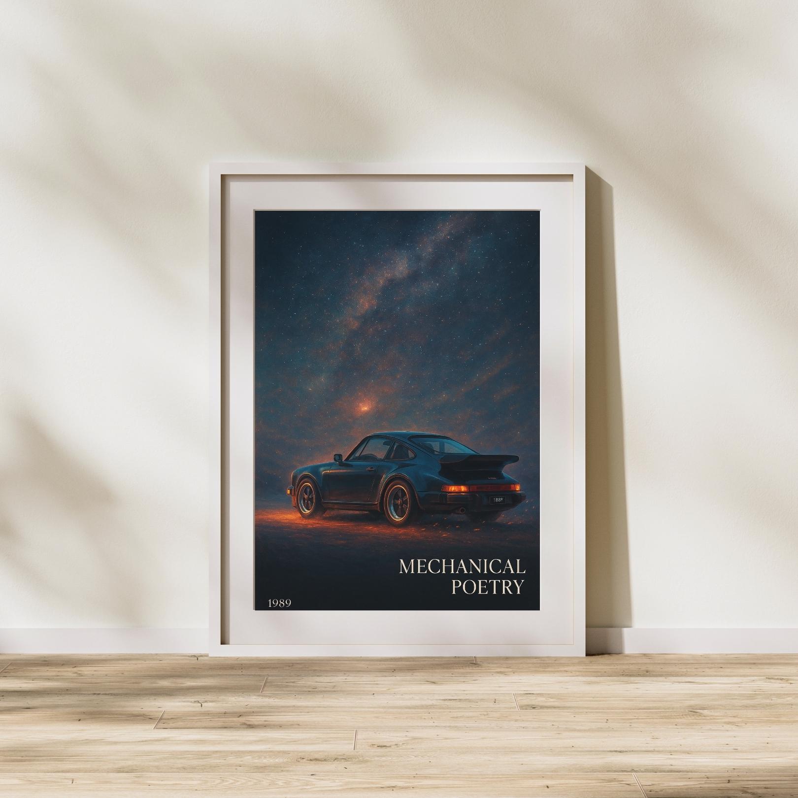 1989 Porsche 911 Poster, Mechanical Poetry Car Art Print, Classic ...