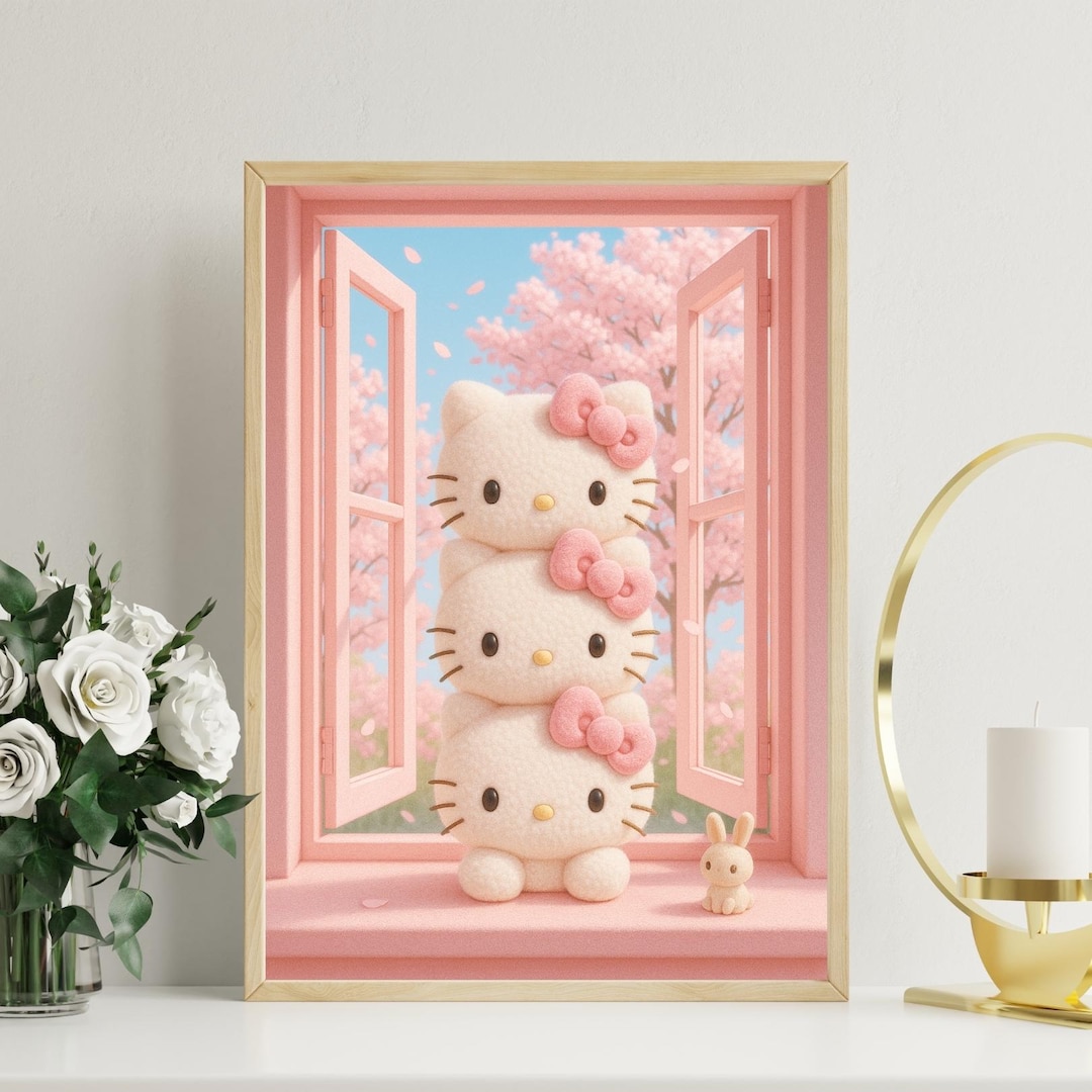 Hello Kitty Stack Poster Original Print Art for Kids Room Decoration ...