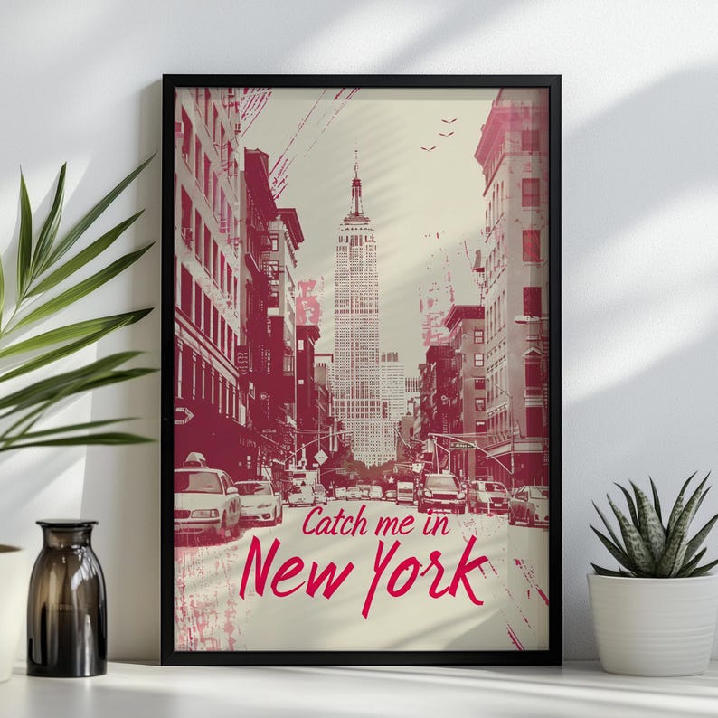 Catch Me in New York Vintage Poster | Retro NYC Empire State Art Print ...