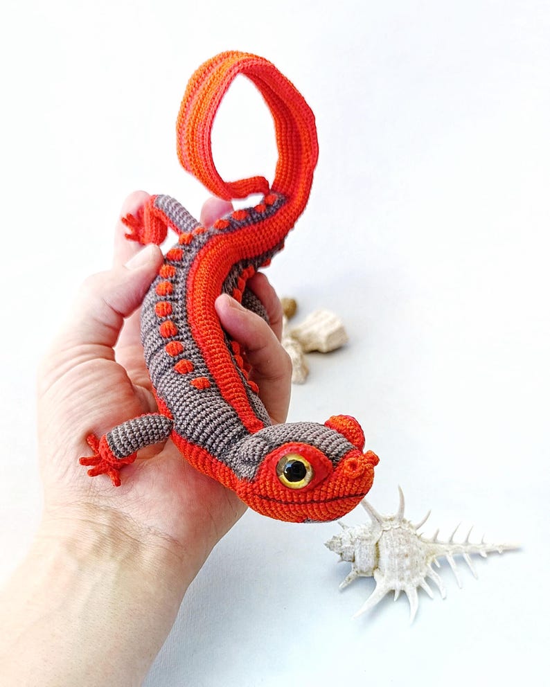 CROCHET PATTERN Red Salamander, Realistic Newt, Amphibia, Amigurumi Toy ...