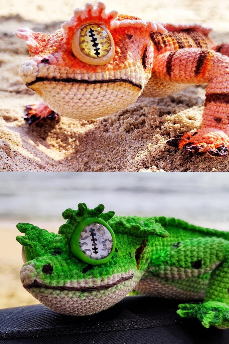 CROCHET PATTERN Amigurumi Crested Gecko, Eyelashed Lizard, Realistic ...