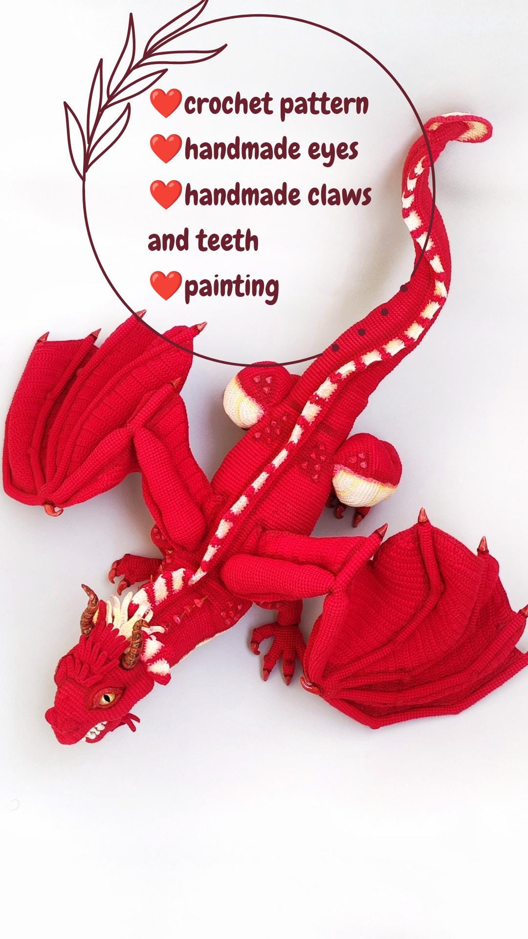 Crochet Pattern: Big Red Dragon Amigurumi - Realistic Monster Tutorial ...