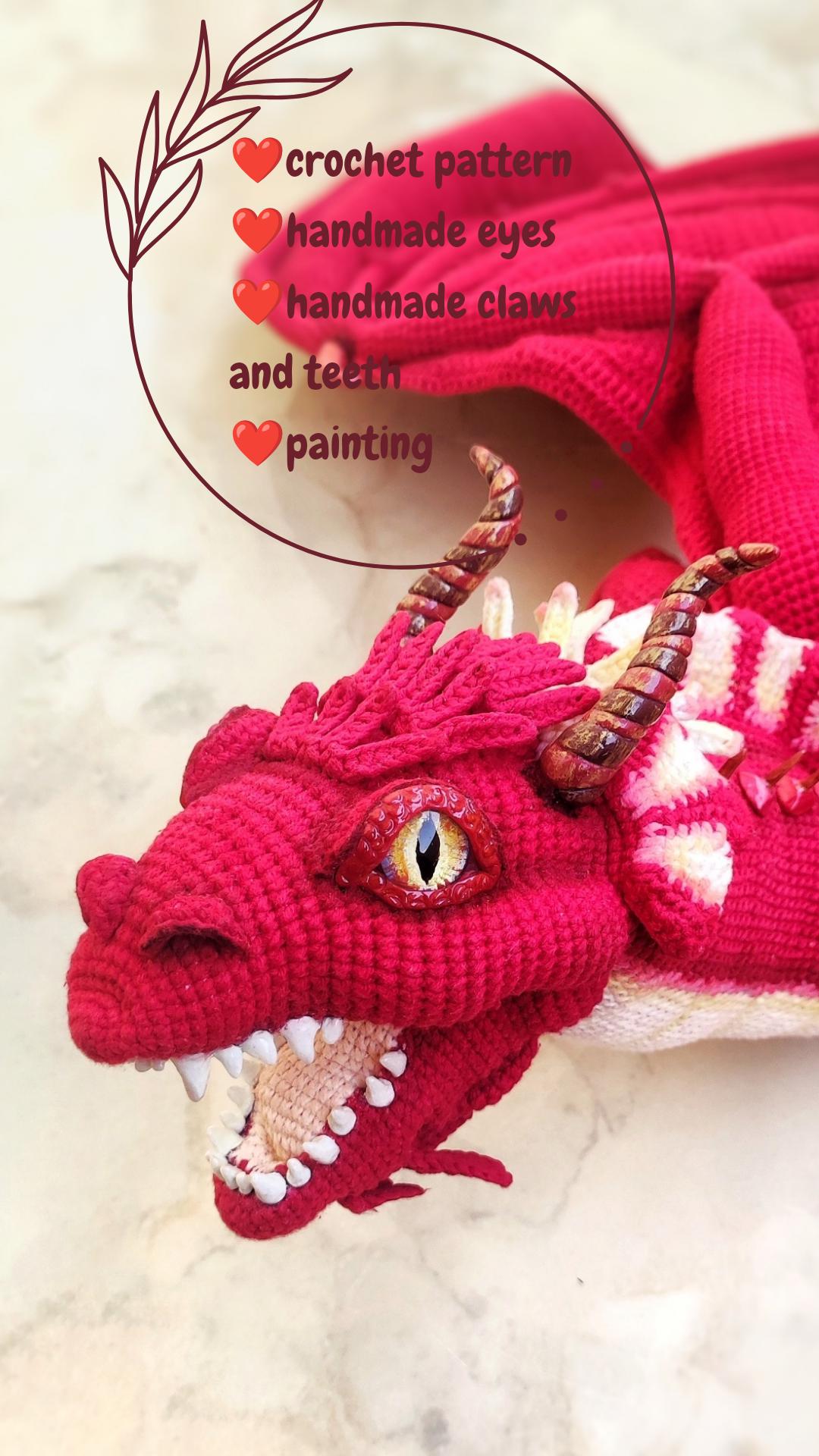 Crochet Pattern: Big Red Dragon Amigurumi - Realistic Monster Tutorial ...