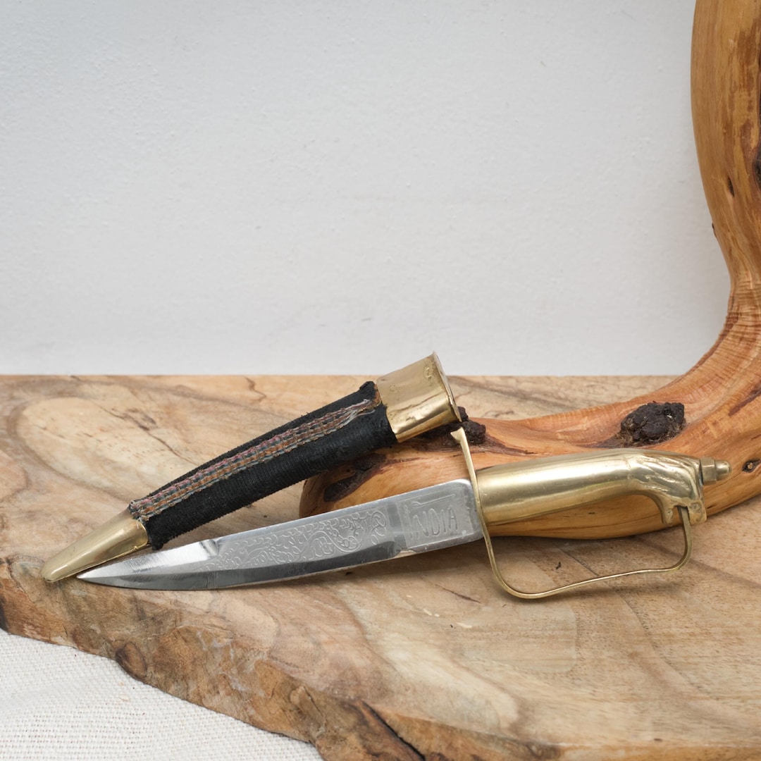 Vintage Brass Dagger From India, Lion Handle Ceremonial Knife ...
