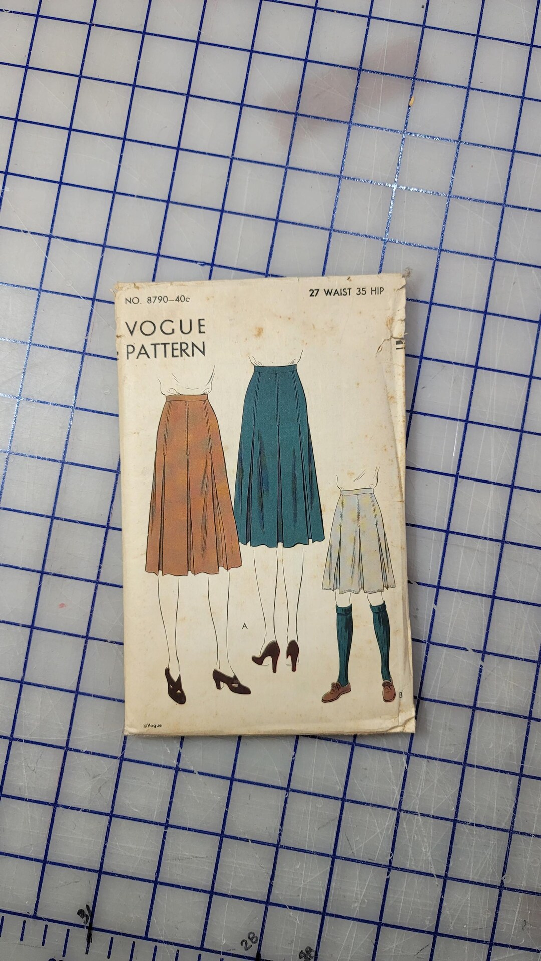 1940s Vogue Pattern #8790 - Size 27" Waist (antique Paper Original ...