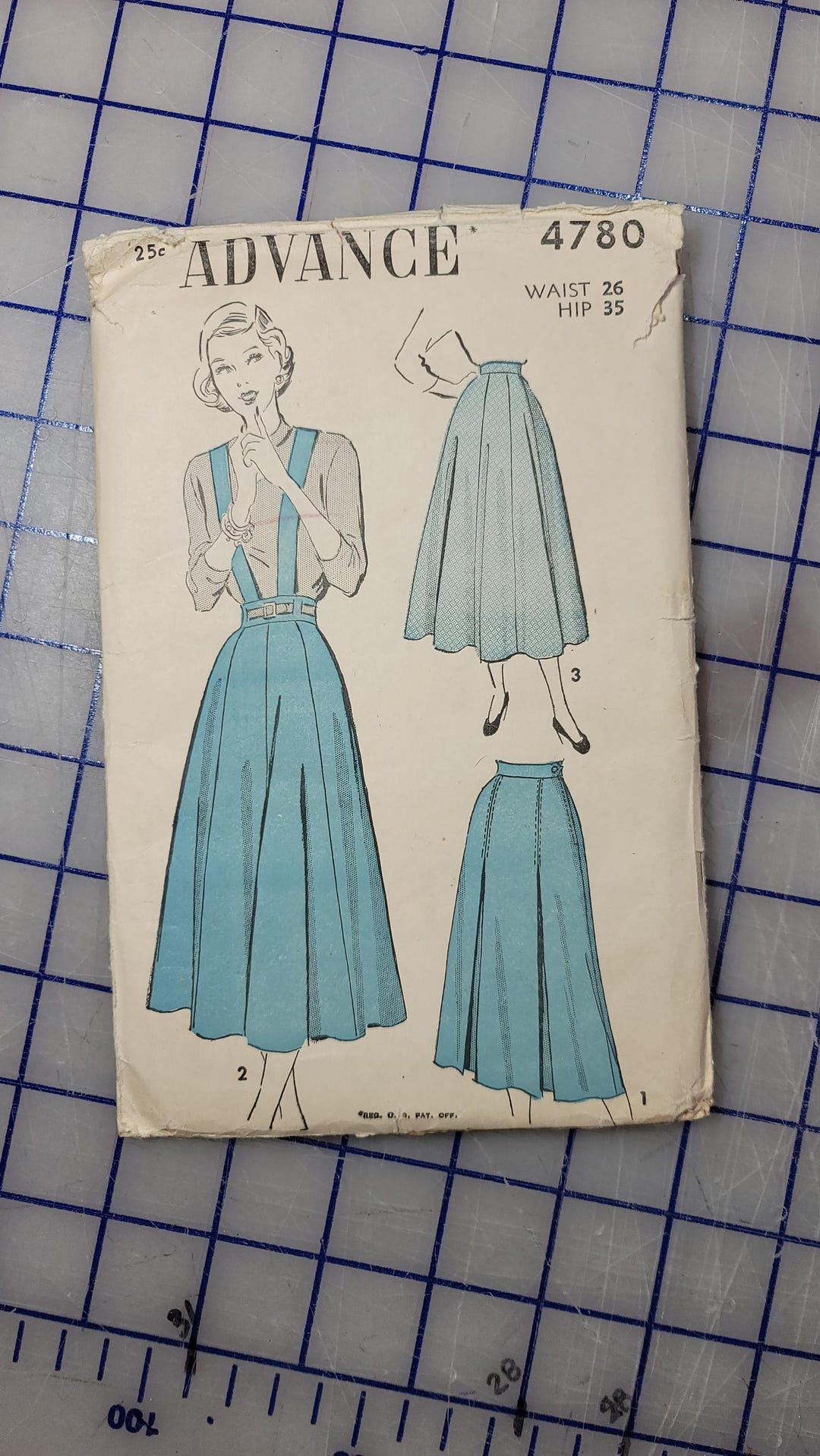 1940s Advance Sewing Pattern #4780 - Size 26" Waist (antique Paper ...