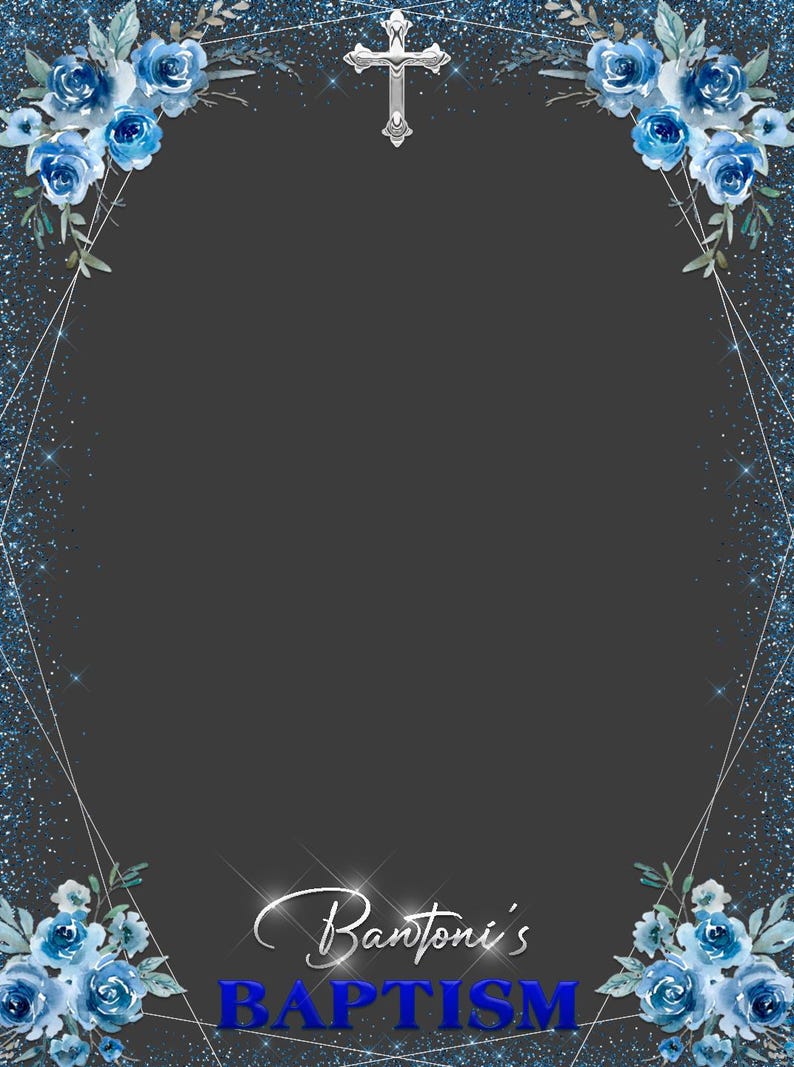 360 Baptism Overlay Photo Booth Blue Flowers Template 360 Video Booth ...