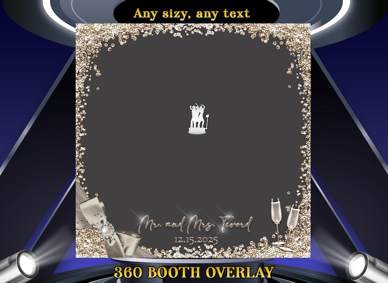360 Rose Gold Wedding Overlay Confetti Frame Photo Booth Overlay ...