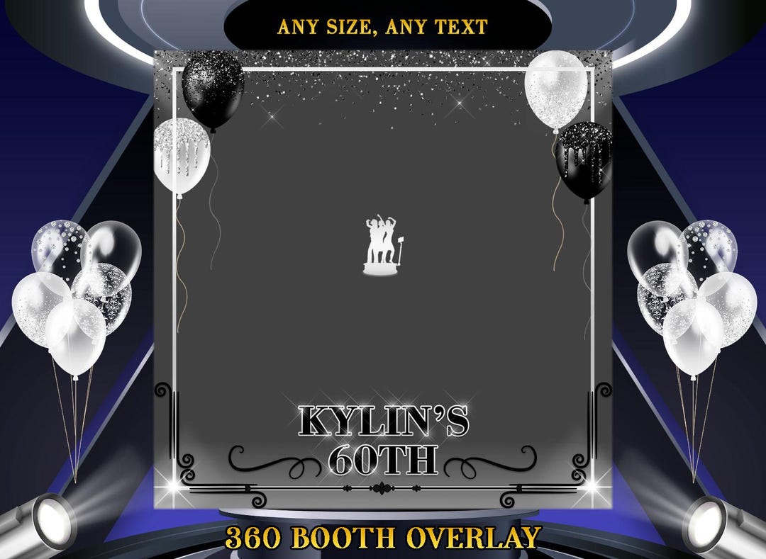 360 Black White Birthday Overlay Ballons Bday Photobooth Template 360 ...