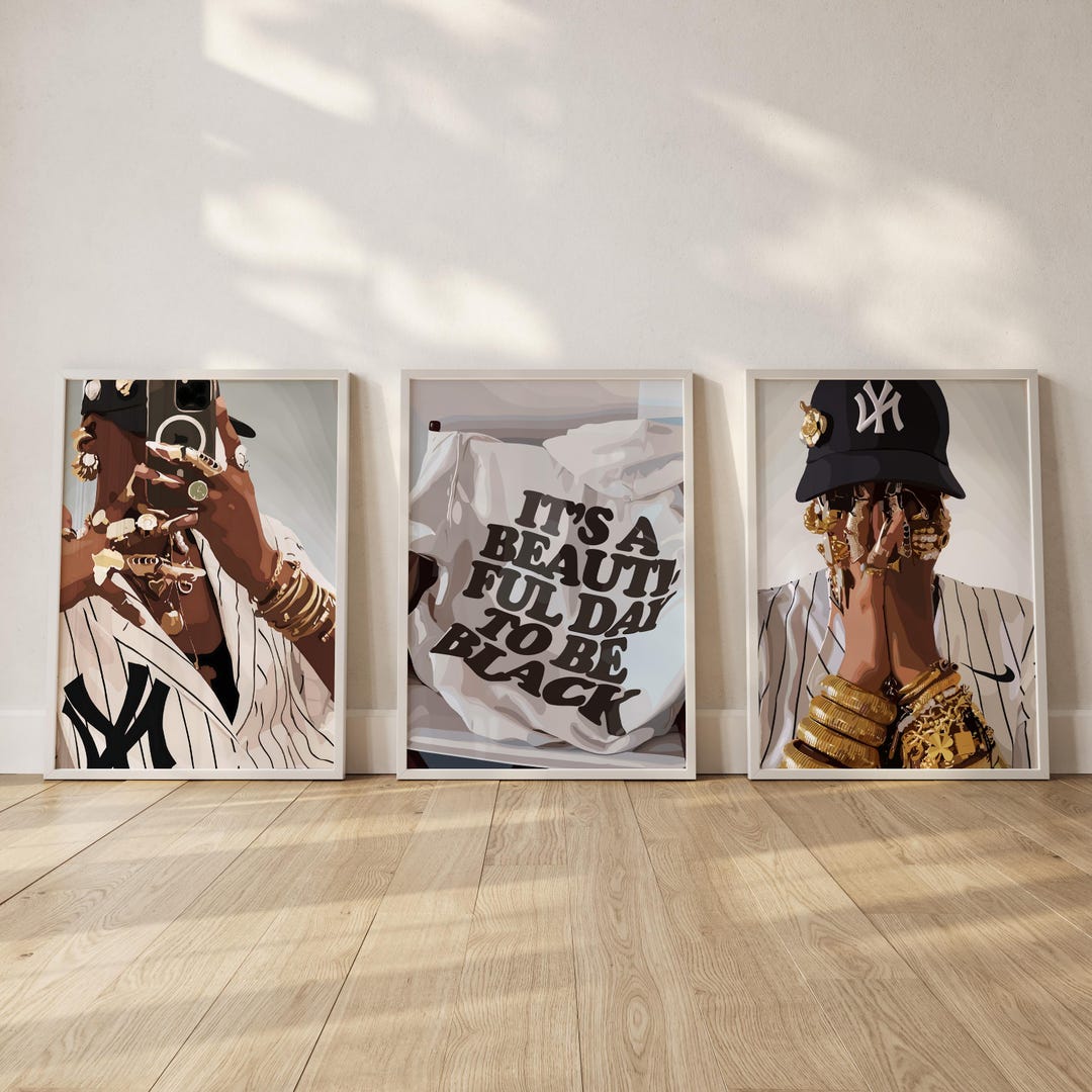 Urban Black Girl Art Prints - Set of 3, Feminine Dorm Decor (digital ...