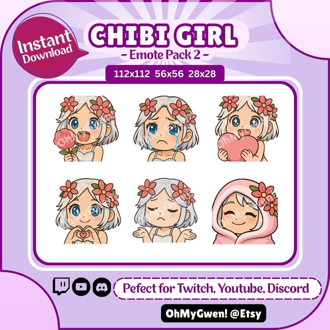 Chibi Rose Emotes Pack 2 | Anime Streamer Emojis (instant Download) - Etsy