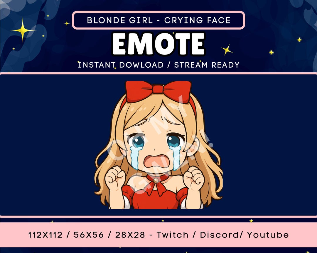 Anime Crying Emote | Cute Chibi Sad Emote for Twitch & Discord | Kawaii ...