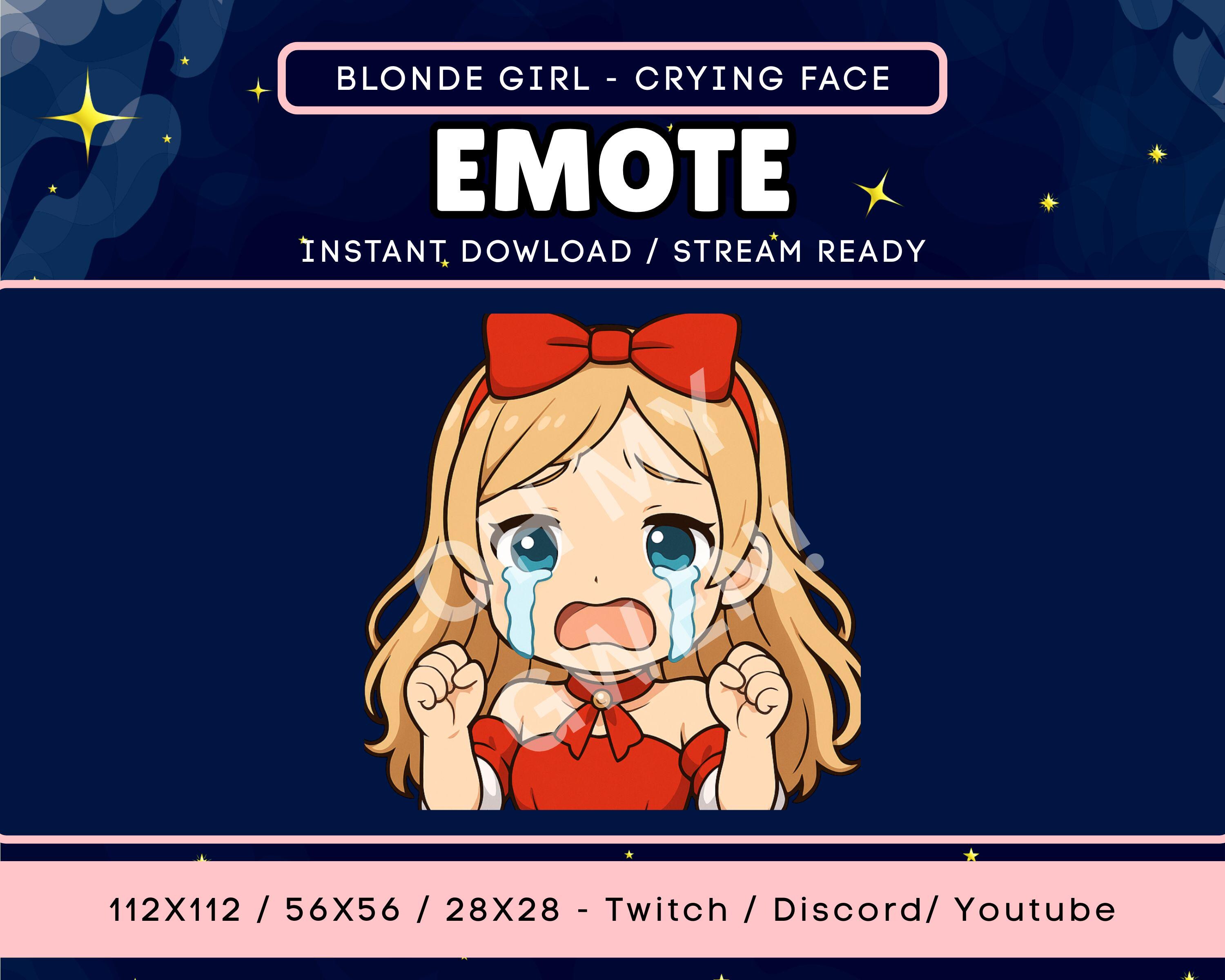 Anime Crying Emote | Cute Chibi Sad Emote for Twitch & Discord | Kawaii ...