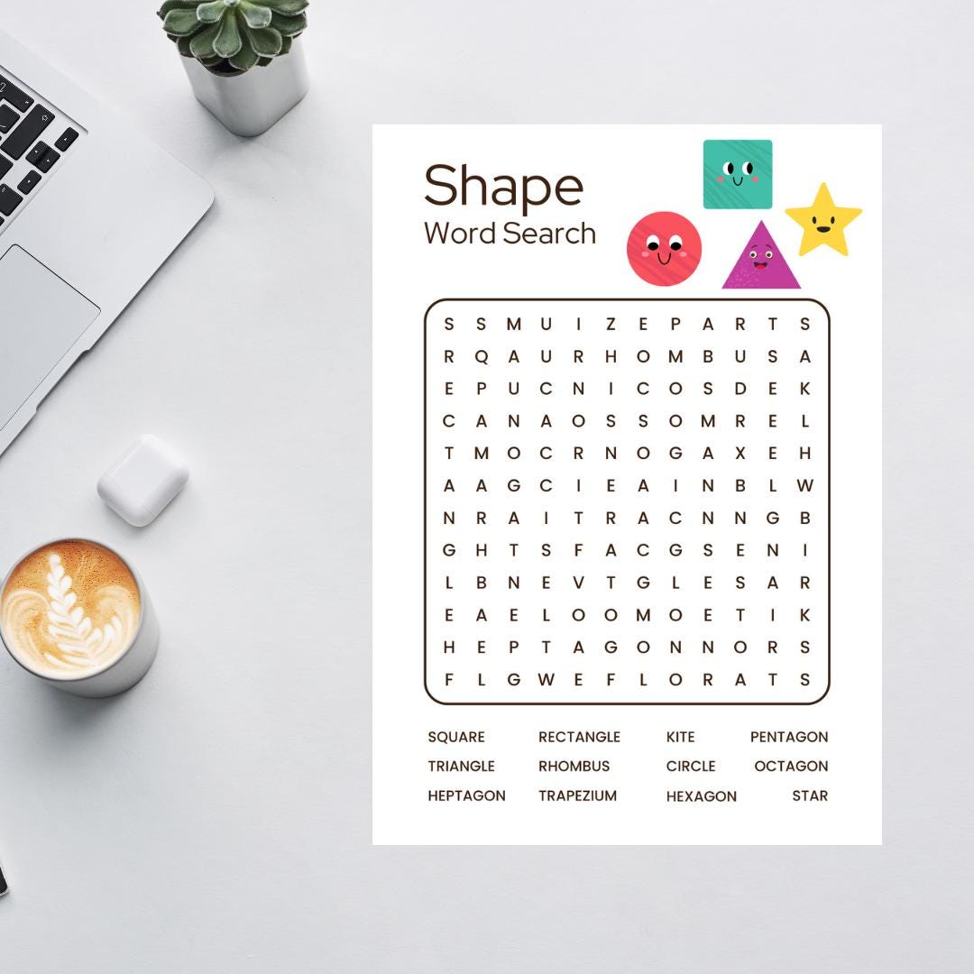 2D Shapes Word Search: Fun Geometry Worksheet (PDF Download, A4 Size ...