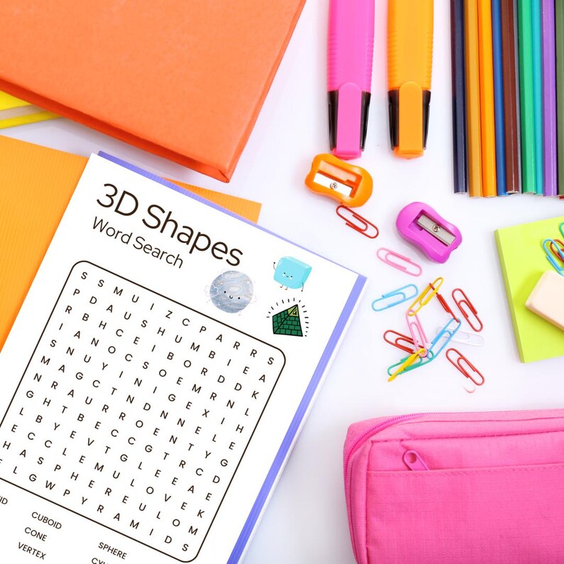 3D Shapes Word Search: Geometry Worksheet, KS1-KS3 (PDF Download A4 ...