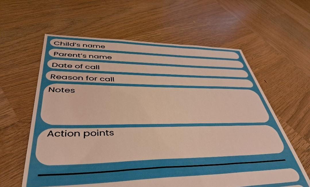 Teacher Phone Call Log | Printable Parent Contact Log | Communication ...