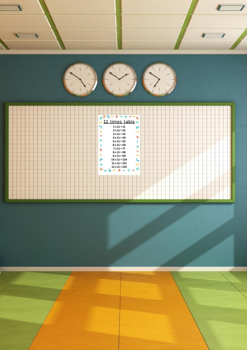 Printable Eleven Times Table Poster, Times Table Poster, Multiplication ...