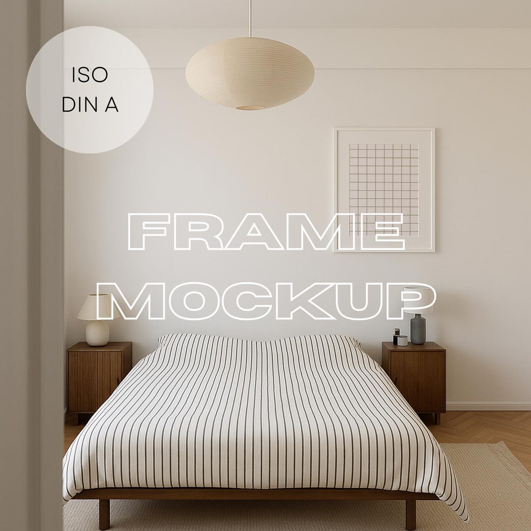 DIN ISO Bedroom Wall Art Frame Mockup, Minimalist Bedroom, Artwork ...