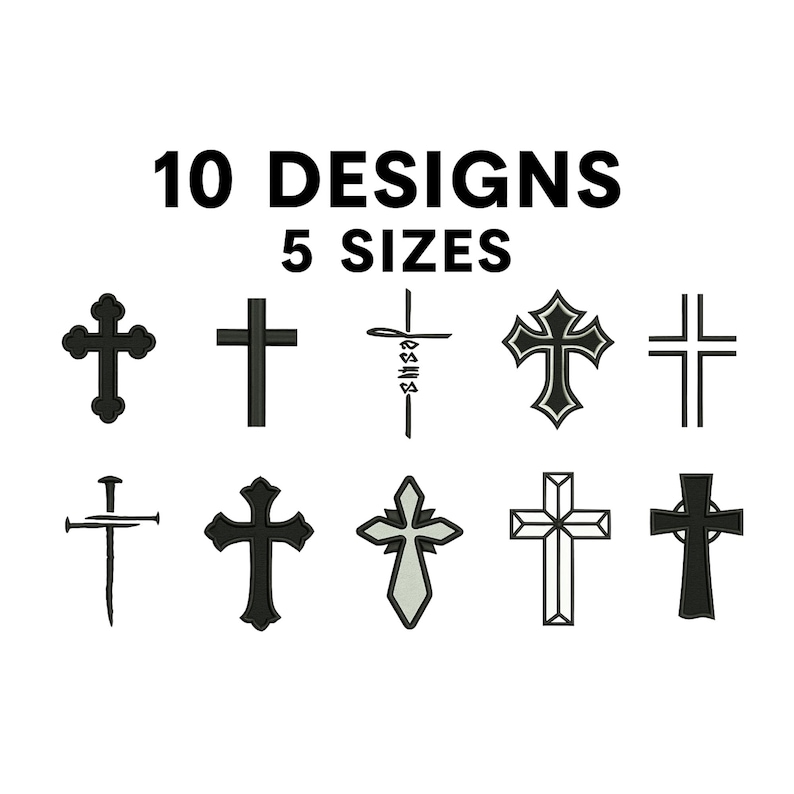 Christian Cross Bundle Embroidery Design, Jesus Cross Embroidery Design ...