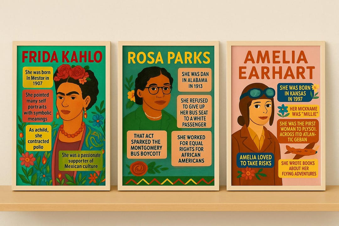 Women in History Posters for Kids | Frida Kahlo, Rosa Parks, Amelia ...