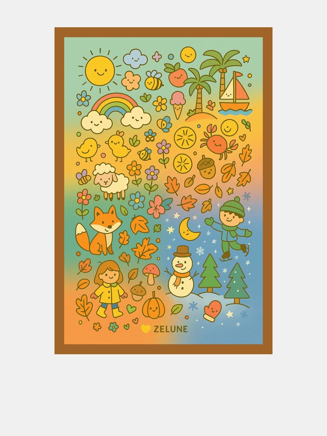 Four Seasons Poster for Kids, Colorful Nursery Wall Art, Spring Summer ...