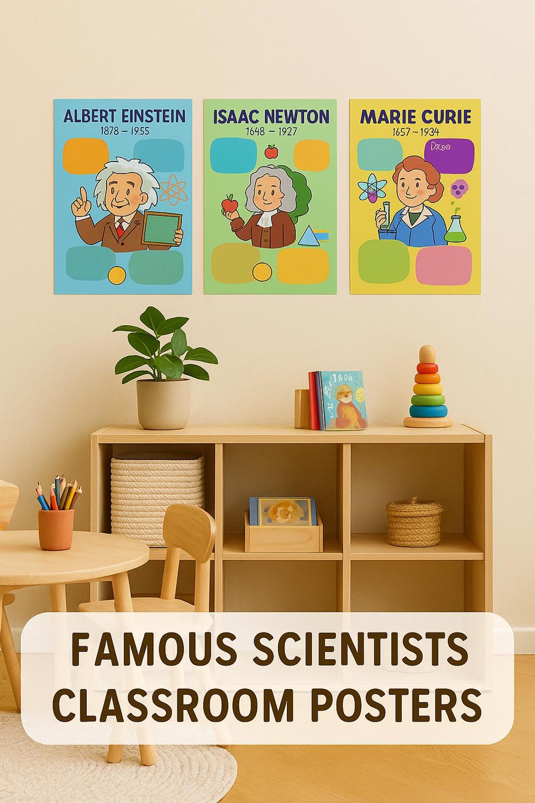Printable Science Poster Set – Marie Curie, Einstein & Newton – A2 STEM ...
