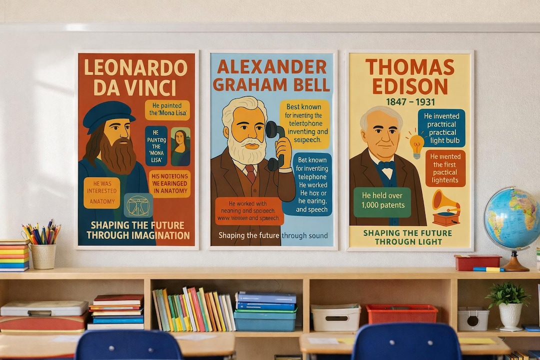 Famous Inventors Poster Set: Edison, Bell, Da Vinci (PDF) - Etsy UK