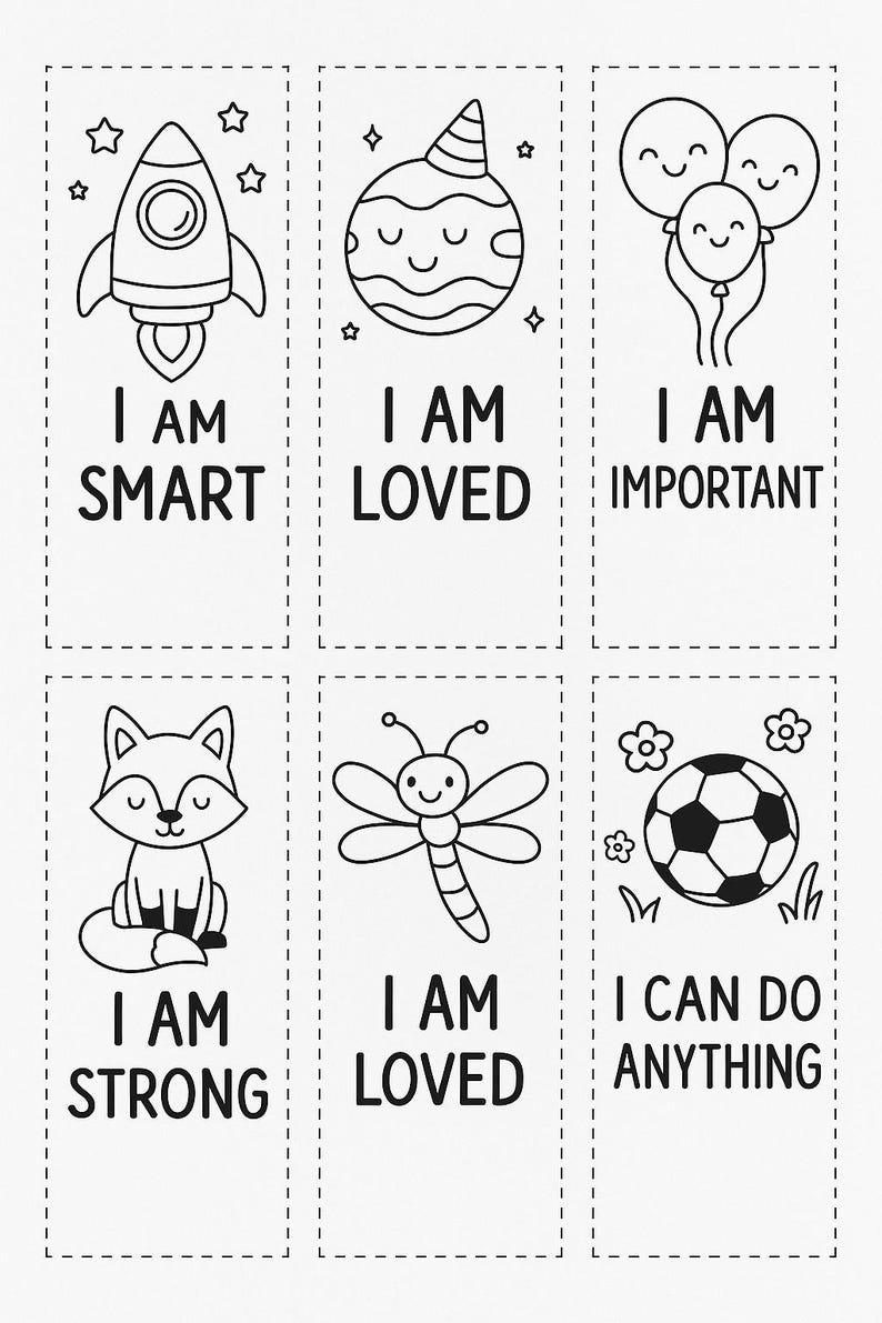 Printable Affirmation Bookmarks for Kids: Positive Quotes Coloring ...