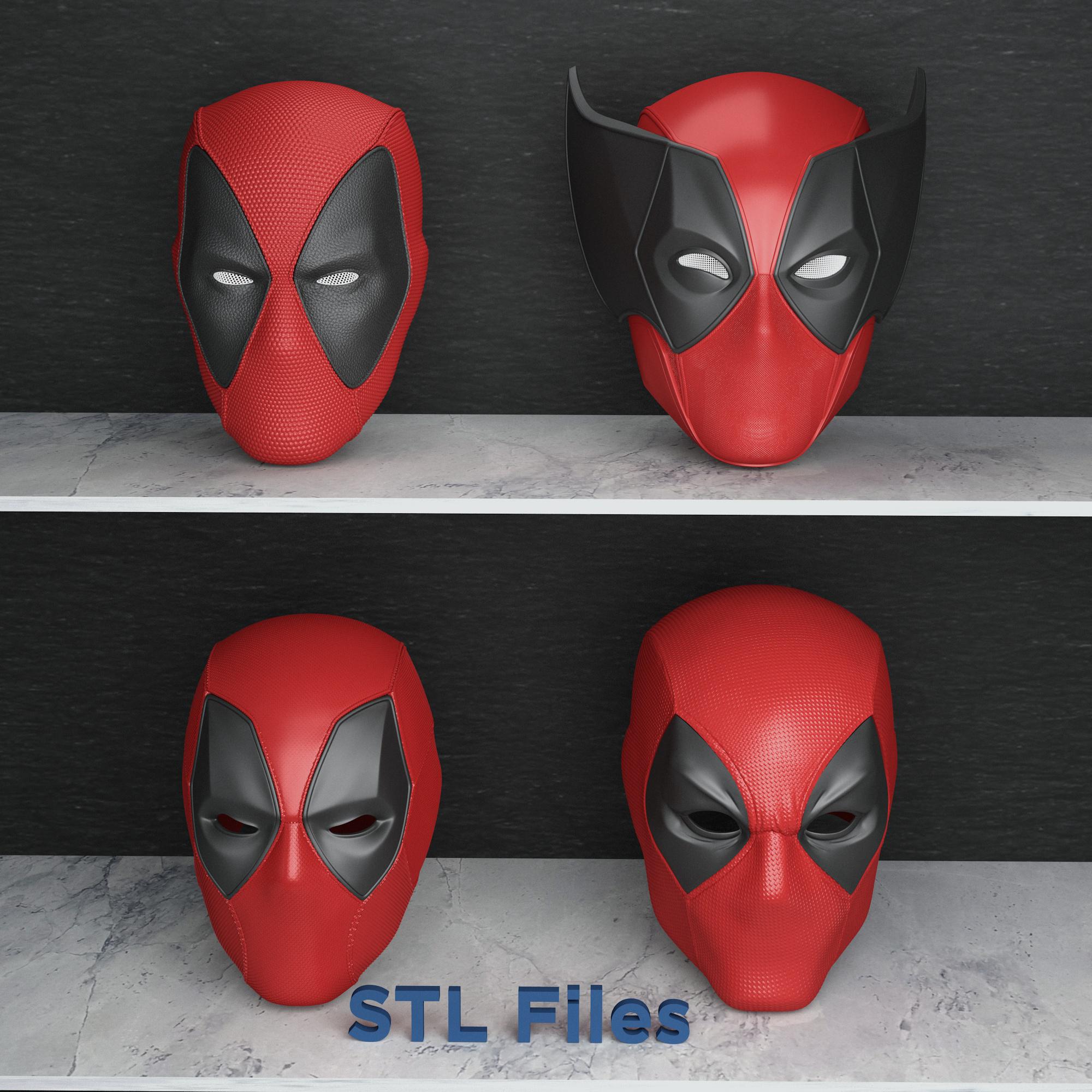 Set of Deadpool Masks for 3D Print, Deadpool Helmet 3D STL Model Print ...