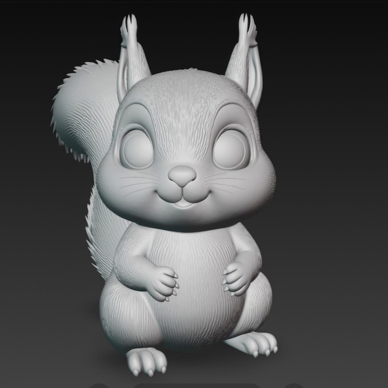 Cute Baby Squirrel STL for 3D Print, Animal Statue Figure STL Printing ...