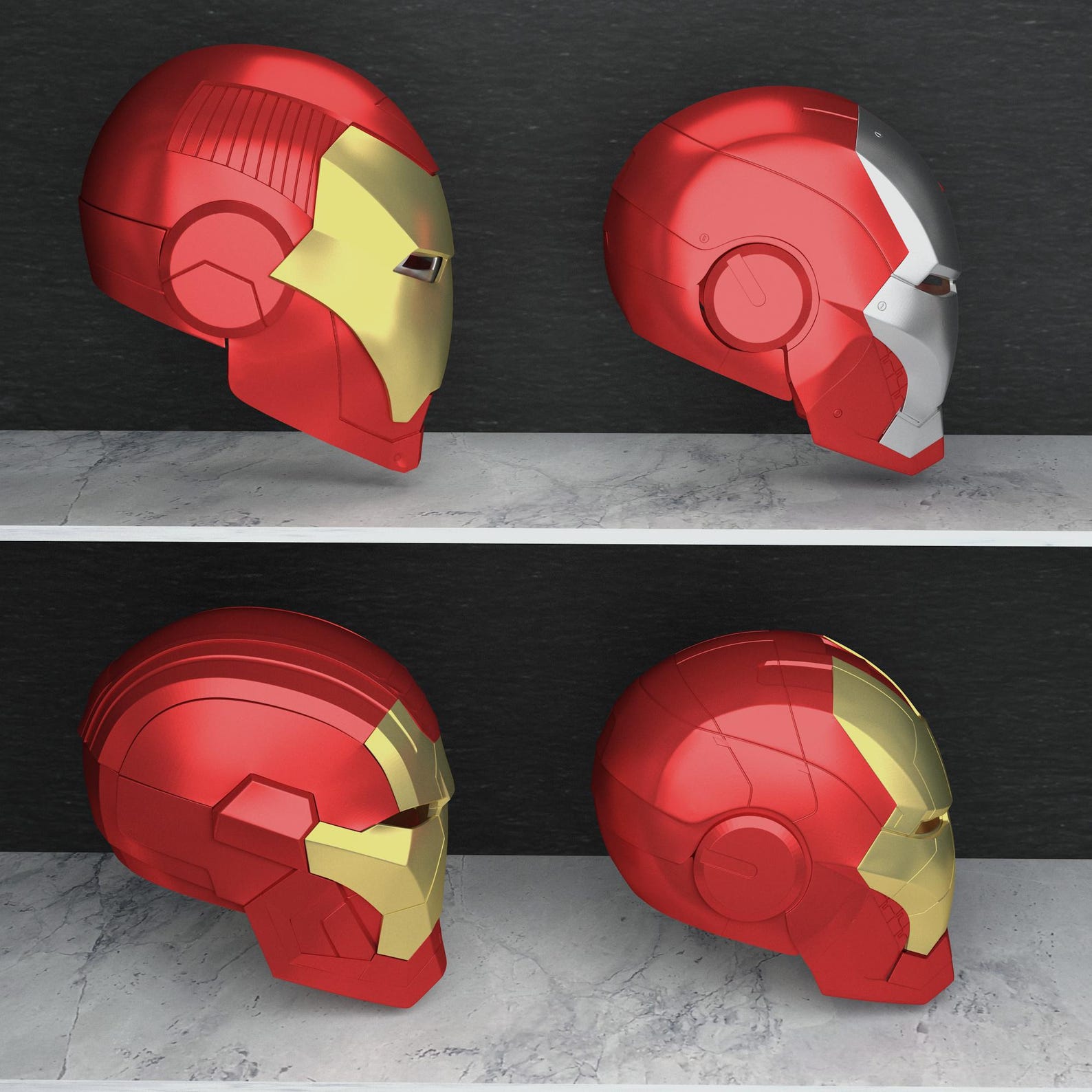 Set of Iron Man Helmets for 3D Print, Iron Man Mask 3D STL Model Print ...