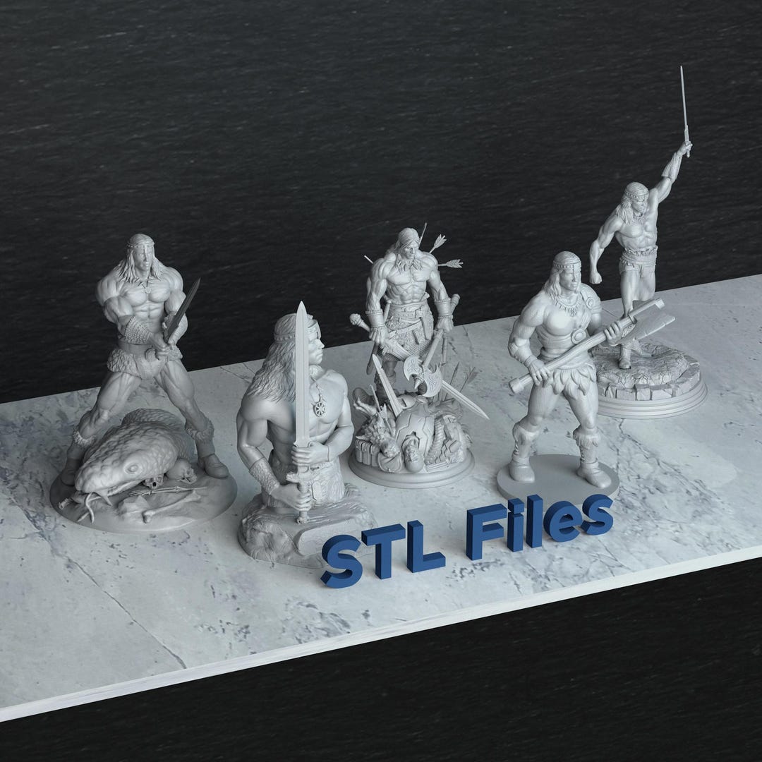 Set of Conan Figures for 3D Print, Conan Figurines 3D STL Model Print ...