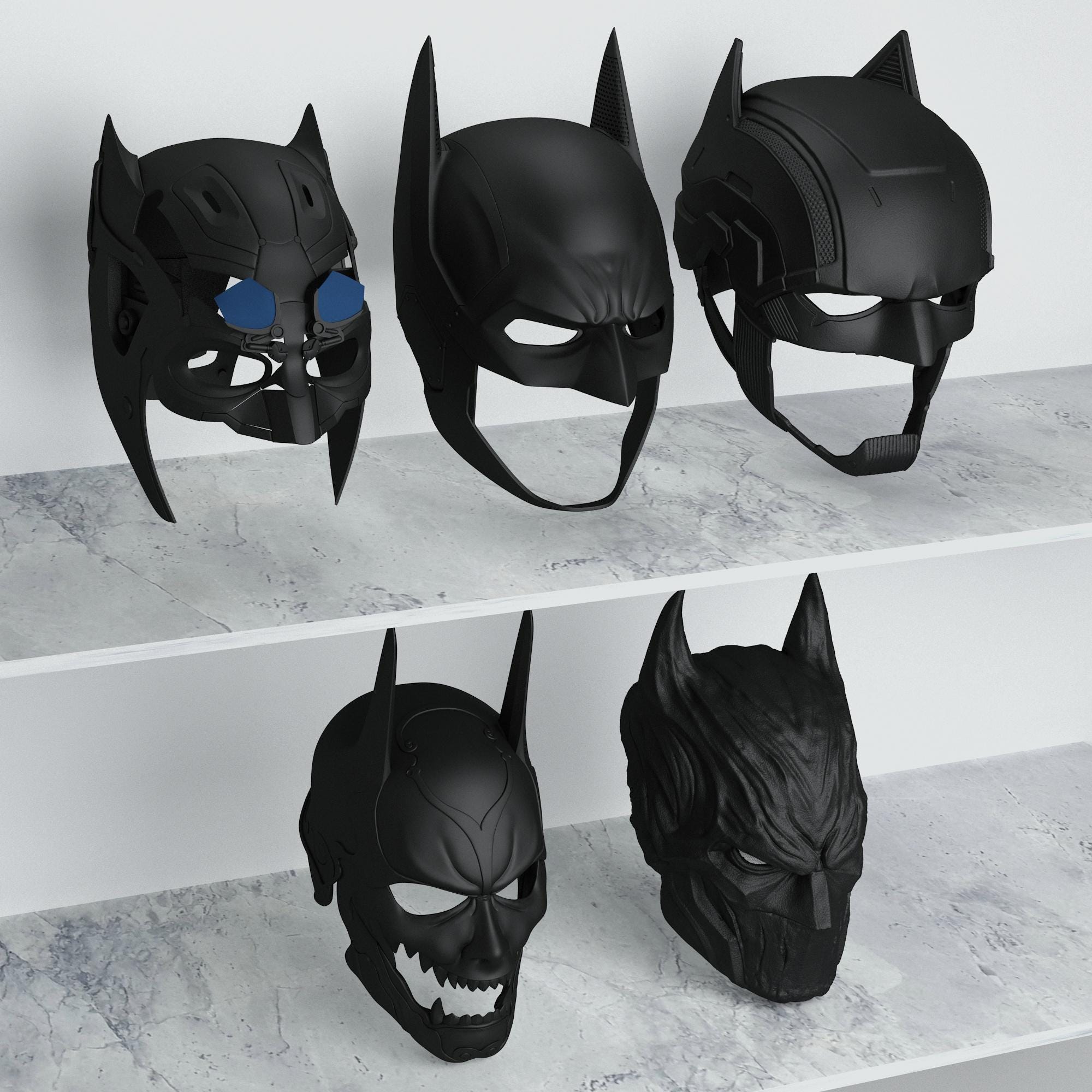 Set of Superhero Masks for 3D Print, Hero Helmet 3D STL Model Print ...