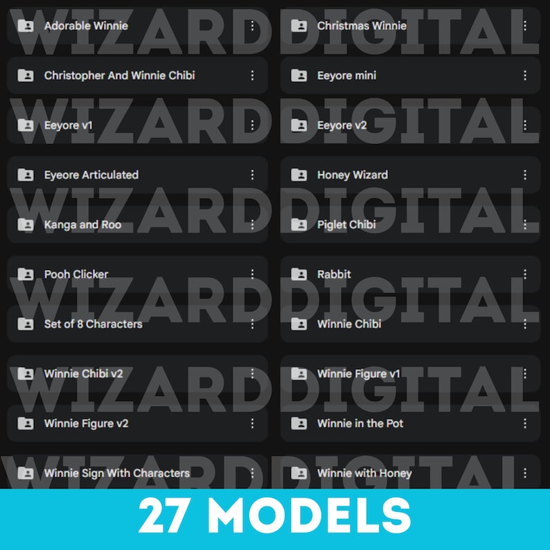 Set of Winnie and Friends Figures for 3D Print, Bundle of Winnie ...