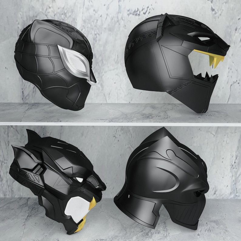 Set of Black Panther Masks for 3D Print, Black Panther Helmet 3D STL ...