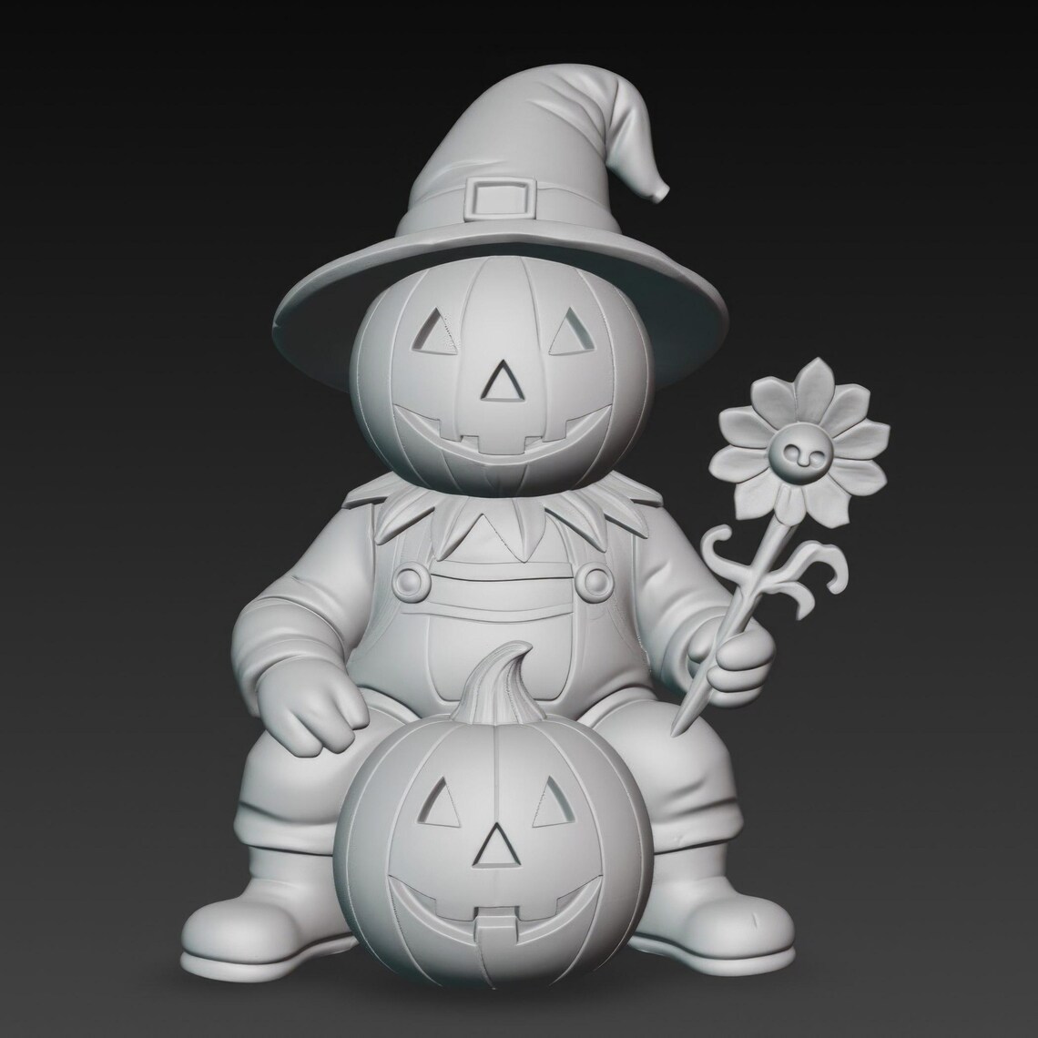 Pumpkinhead Guy STL for 3D Print, Pumpkin Head Sitting on Pumpkin STL ...