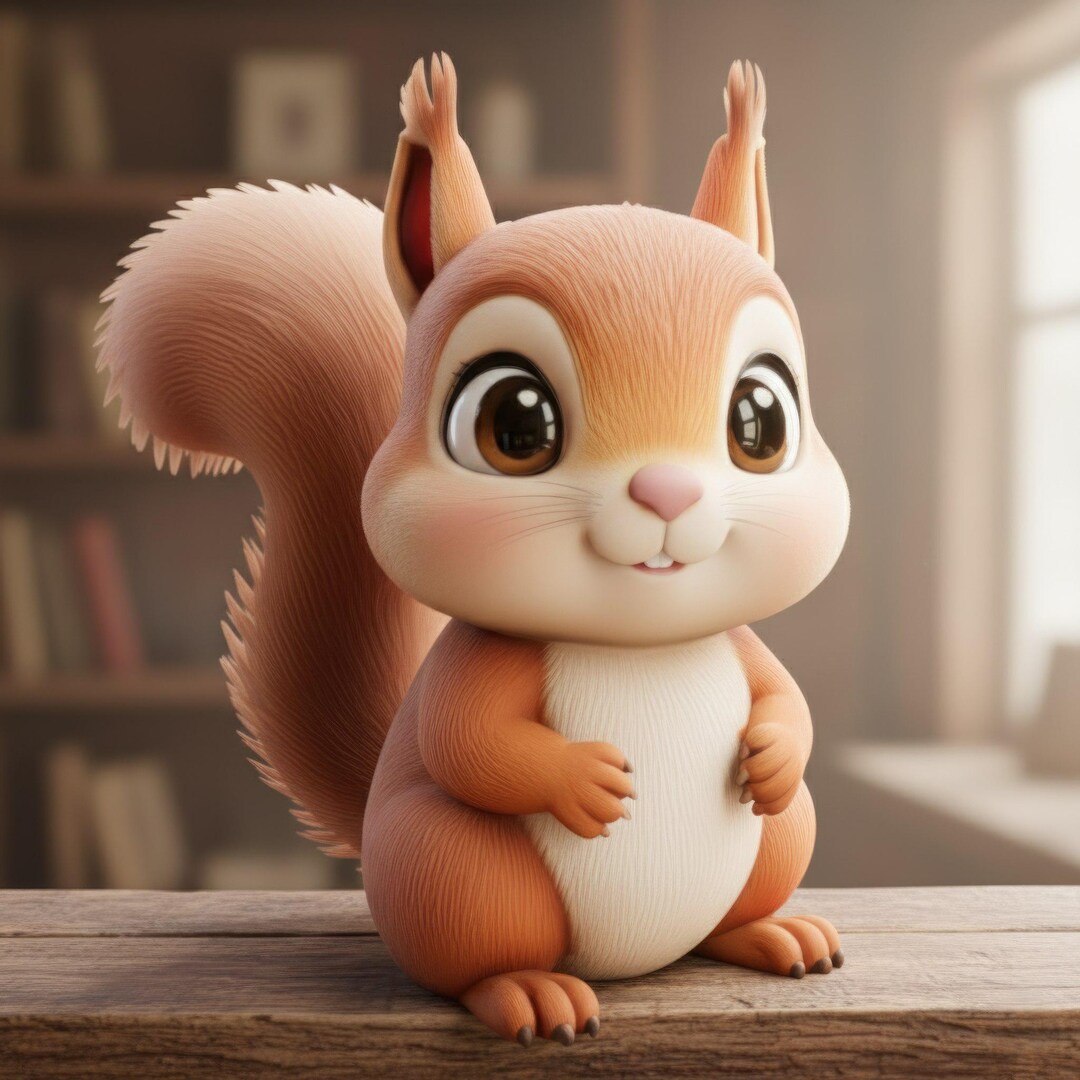 Cute Baby Squirrel STL for 3D Print, Animal Statue Figure STL Printing ...