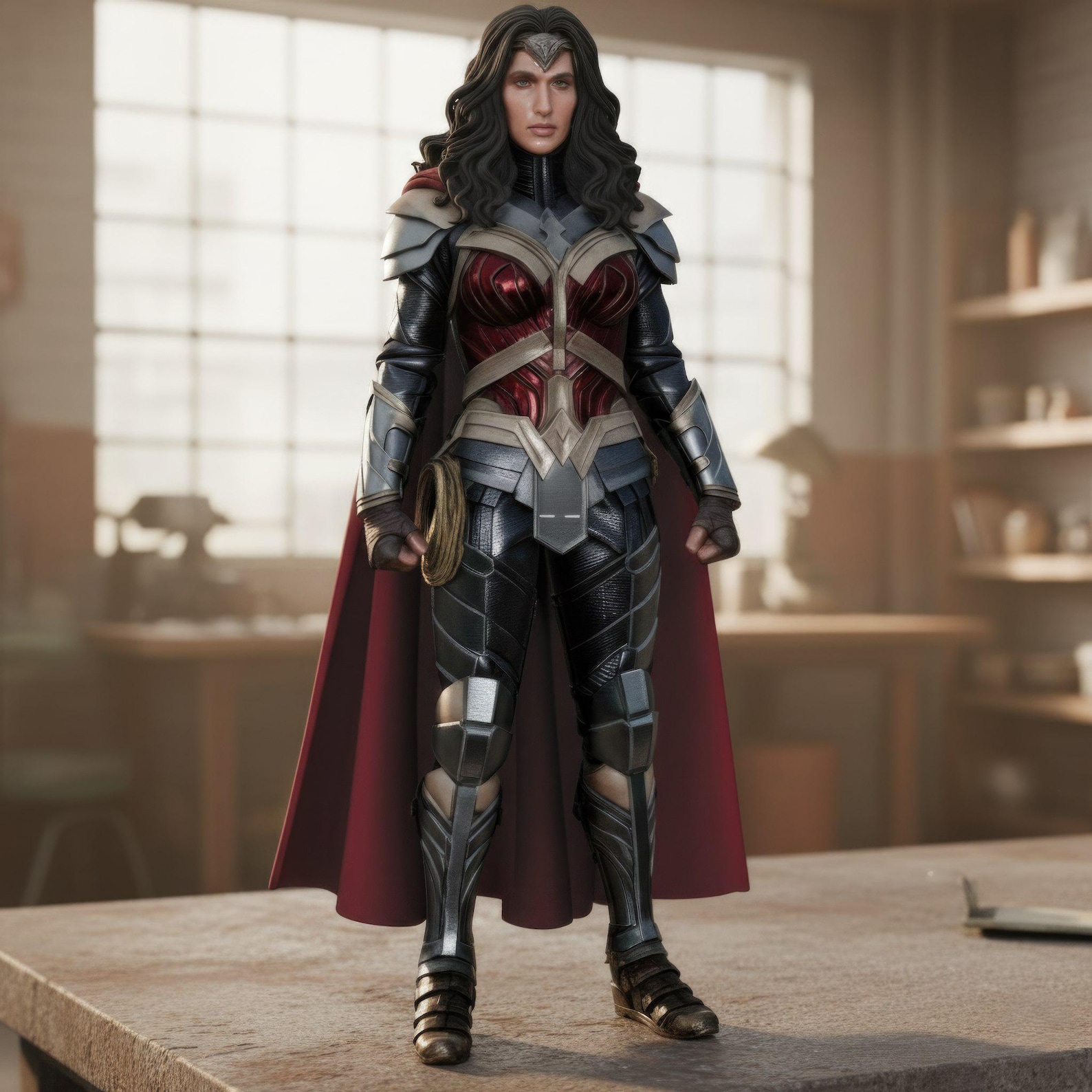 Woman Superhero Figure STL for 3D Print, Comic Book Warrior Statue STL ...