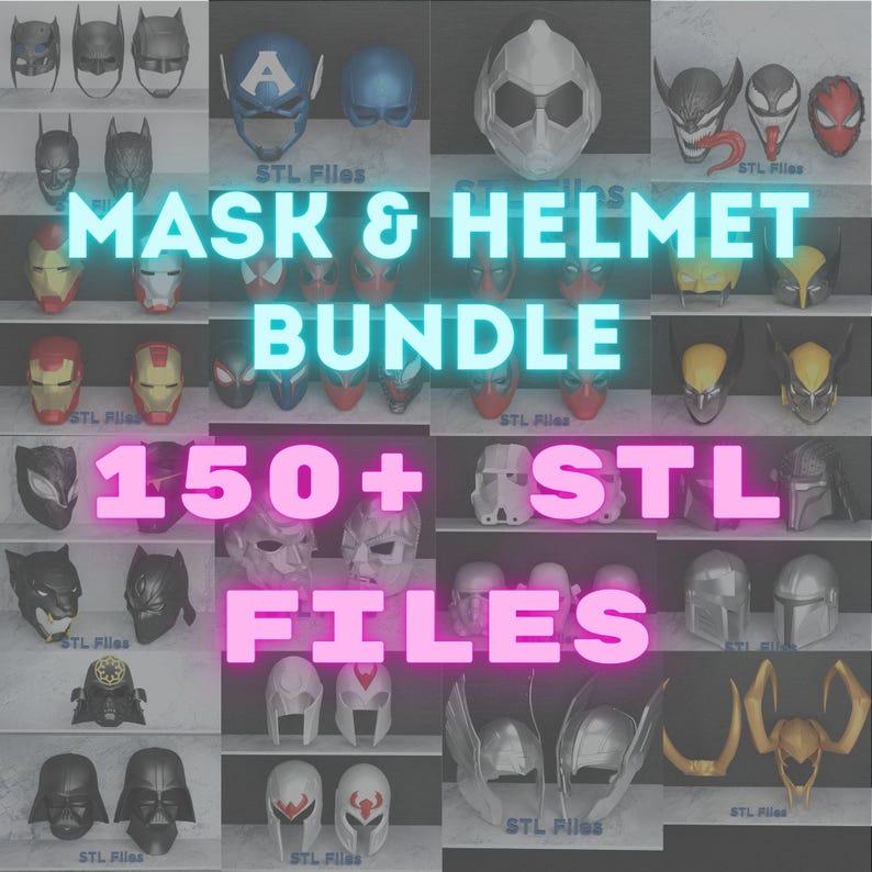 Set of Helmets and Masks for 3D Print, Mask and Helmet Bundle 3D STL ...
